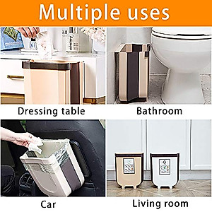 Kitchen Hanging Trash Can Foldable Can for Kitchen Bedroom Waste Bin (11L, Coffee)