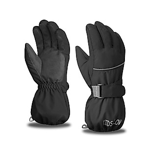 Azarxis Kids Ski Gloves, Winter Waterproof Cold Weather Warm Gloves Thermal Fleece Snow Gloves for Boys & Girls Skiing, Snowboarding (Black, S (Fits 4~6 Years Old))