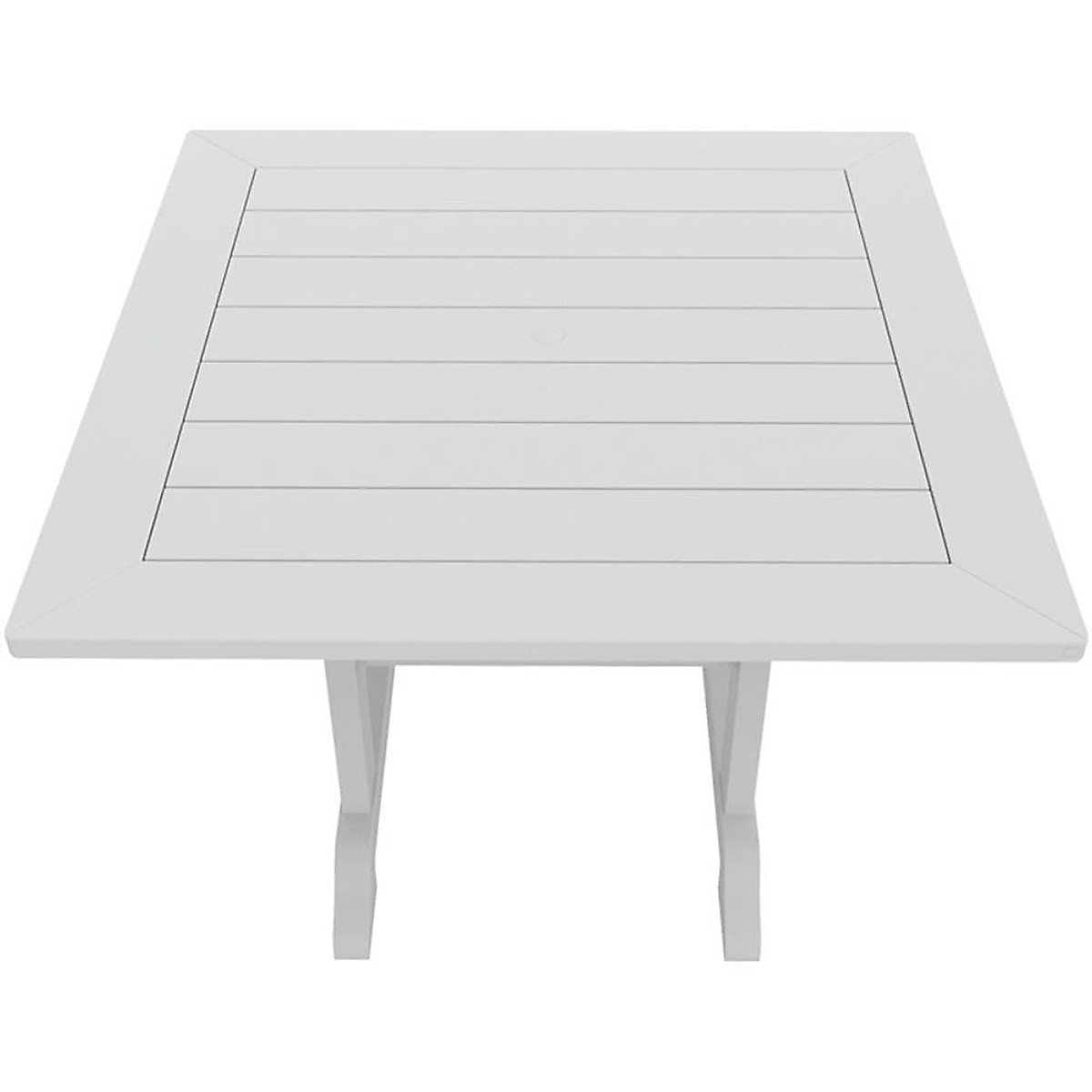 Costaelm Square Outdoor Dining Tables, 43'' Patio Table with Umbrella Hole for 4 Person, Balcony Table, Outdoor Buffet Table, Porch Tables for Outside Lawn Porch Bistro Furniture, White