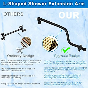 10" Rainfall Shower Head with Handheld Combo, Upgraded 12" L-Shaped Adjustable Extension Arm & 3-Way Diverter, Shower Head Jet Mode Headheld Shower with 5-Spray Mode