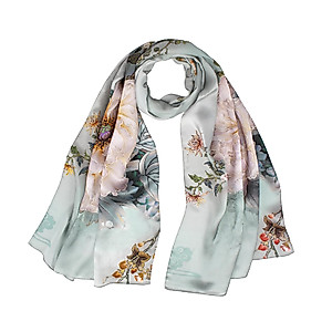 ANDANTINO 100% Mulberry Silk Long Scarf for Women Large Shawls for Headscarf and Neck- Oblong Hair Wraps with Gift Packed(Light Green)