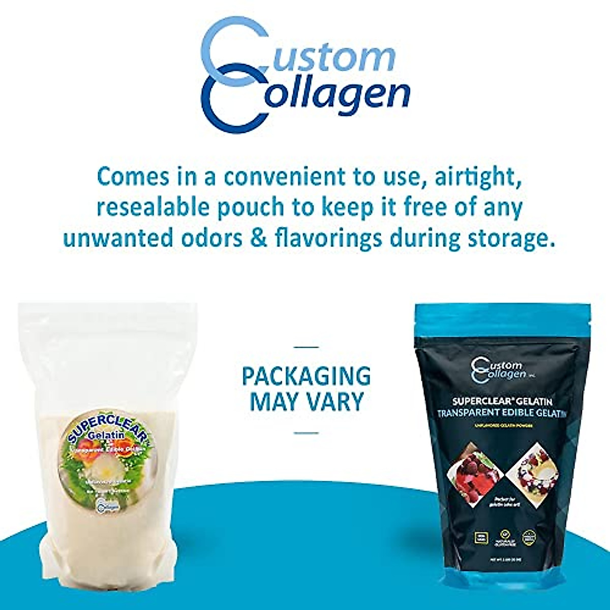 SuperClear Gelatin Powder (Grenetine) - 300 Bloom Food Grade Gelatin for Cake Art, Dessert Molds - Edible, Unflavored, Ko Kosher - 2 lb. Resealable Pouch