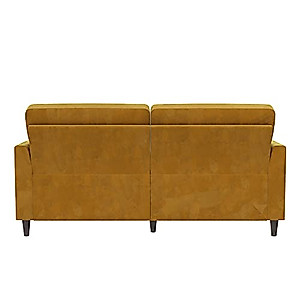 Novogratz Concord Sofa, Small Space Living Room 3 Seater, Pocket Coil Cushions, Mustard Yellow Velvet