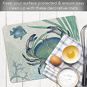 Cut N' Funnel Oceana Designer Flexible Plastic Cutting Board Mat, 15" x 11.5", Made in the USA, Decorative, Flexible, Easy to Clean