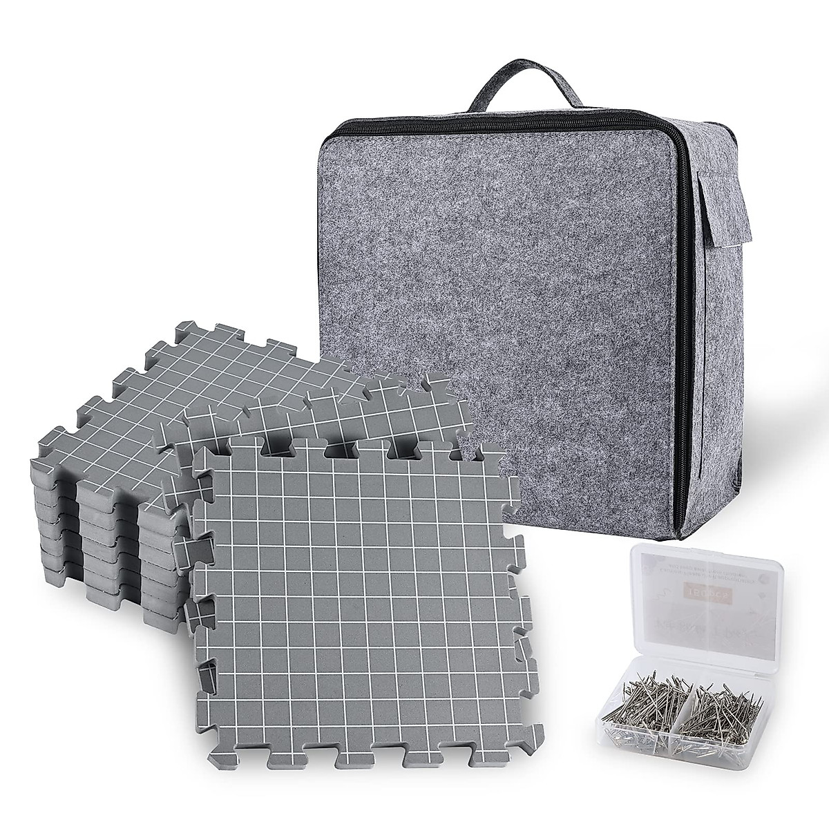 Yrangee Blocking Mats for Knitting,Extra Thick Blocking Boards with Grids for Needlepoint or Crochet,9 Pack Knitting Mats with 150 T-Pins and Storage Bag