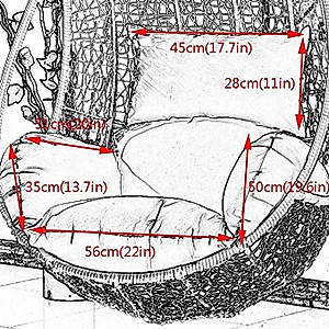 Nmg1 Hanging Egg Chair Cushion Cover, Wicker Rattan Hammock Chair Pad Replacement Cover for Indoor Outdoor Bedroom Patio Garden(No Padding) (Color : Red)