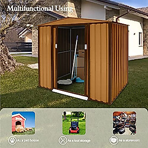 Oakmont Outdoor 4' × 6' Storage Shed Walk-in Garden Tool House with Double Sliding Doors, Yard Lawn (Yellow)