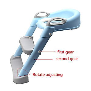 HTTMT- Classic Potty Training Toilet Ladder Seat With Upgraded Cushion Step Stool Ladder Toilet Chair/Toilet Trainer for Baby Toddler Kids Children In Blue [P/N: ET-BABY002-BLUE STEP-C]