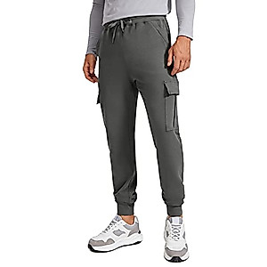 CRZ YOGA Men's Cargo Joggers Pants - 29" Cotton Lightweight Casual Lounge Athletic Workout Sweatpants with Pockets Anthracite X-Large