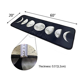 MorroMorn Black and White Runner Mat Throw Rug Bohemian Trendy, Non Skid Machine Washable Water-Absorbent - 20x60 inches (Moon)