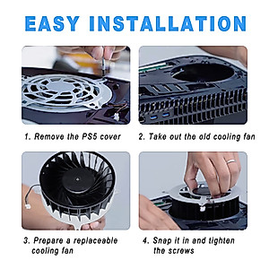 YEECHUN PS5 Fan Replacement for Sony PlayStation 5 Series Internal Cooling Fan 12047GA-12M-WB-01 12V 2.4A 23 Blades Fan General 17 Blades G12L12MS1AH-56J14 Fan Cooler Cooling Fan with T8 Screwdriver