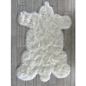 LAMBZY Bear Skin Rug Super Soft Fluffy Faux Fur for Bedroom Floor Sofa Living Room High-Density Plush Shaggy Carpet Sofa Cover Bedside Sheepskin Rug (2'x3', White)
