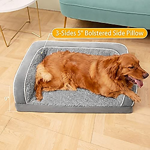 Yiruka Dog Beds for Extra Large Dogs, Washable Dog Bed Sofa with Removable Cover, Waterproof Dog Bed Couch with Nonslip Bottom, High Bolster Dog Bed, Orthopedic Large Dog Bed up to 100 lbs