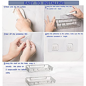 YSJHHJLL Shower Caddy Basket with Soap Dish and Hooks, No Drilling Traceless Adhesive Bathroom Shower Storage Organizer, No Rust, Never Collapse, for Bathroom Shower Shelves (Silver 3 pack)