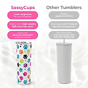 Vacuum Insulated Stainless Steel Dog Skinny Tumbler with Straw - Coffee Mug with Lid - New Dog Owner - Dog Mom - Dog Items for Women - Dog Lovers - Cute Dog Mug - Dog Water Bottle - Mug for Dog Love