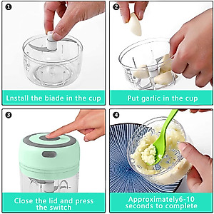 Electric Mini Vegetable Chopper, Food Chopper, Garlic Slicer Veggie, Salad, Lettuce, Onion, Chili Crusher, Tomato Dicer Chopper Cutter & Ginger Meat Mincer for Kitchen, Portable USB Chopper (250ML)