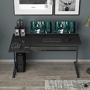 SogesGame Computer Desk L Shaped Corner Desk Gaming Desk Large Size Home Office Desk, XTD-DJ01-BK-S8-US