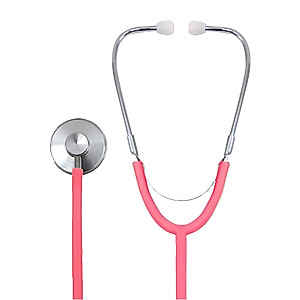 Dixie EMS Single Head Lightweight Stethoscope, Latex Free, for Doctors, Nurses, Students, Medical and Home Use - Pink