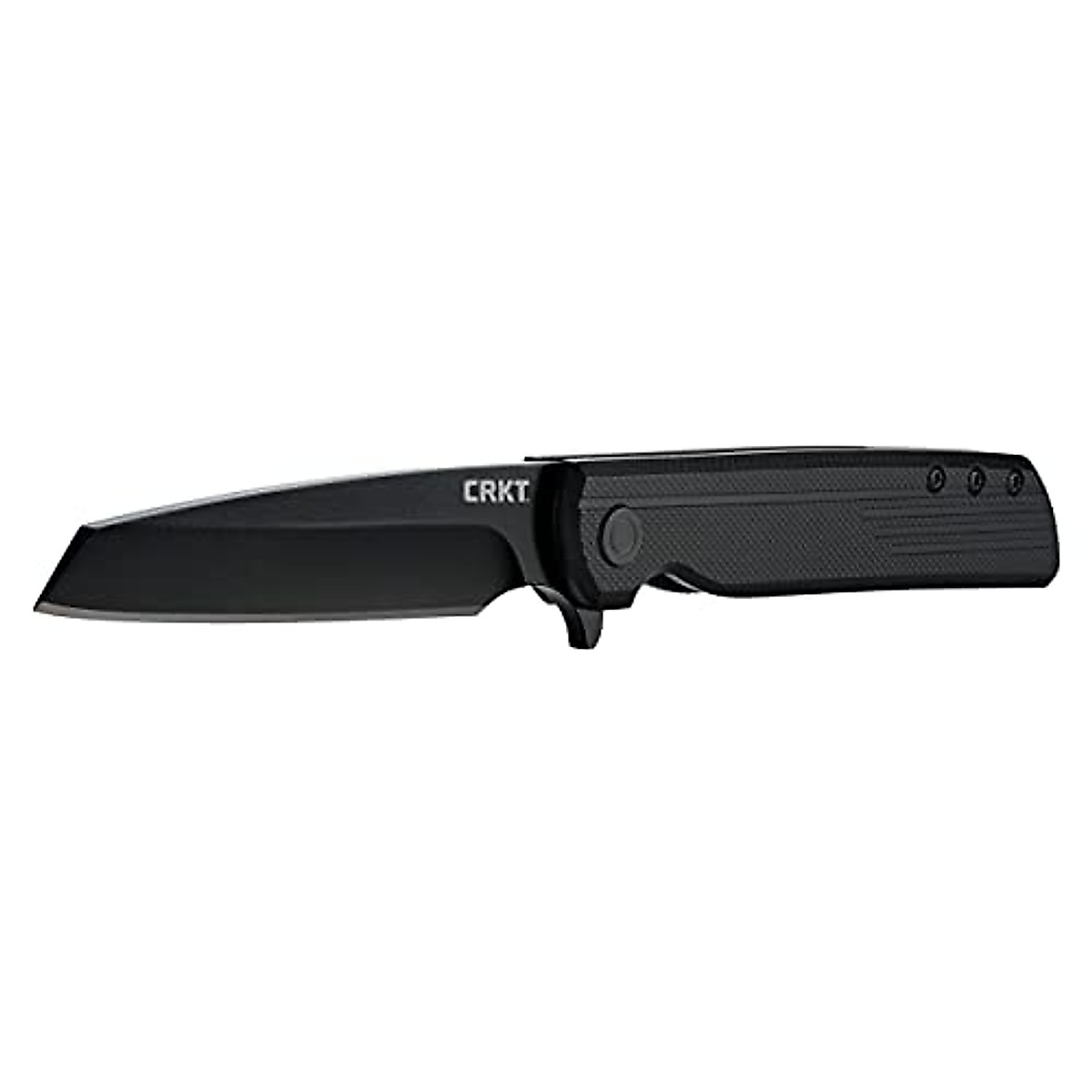 CRKT LCK + Folding Pocket Knife: Folder with Liner Lock, Black Plain Edge Sheepsfoot Blade, Reinforced Nylon Handle with Pocket Clip 3802K
