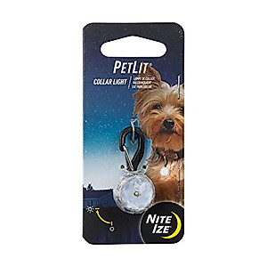 Nite Ize PetLit LED Collar Light, Dog Or Cat Collar Light, Replaceable Batteries, White LED Jewel Design