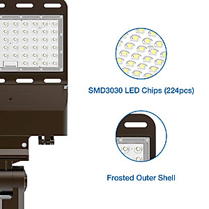 ABODONG LED Parking Lot Light 150W 21,000LM (140LM/W) 5700K LED Street Lights with Adjustable Slip fit Mount Dusk-to-Dawn Photocell Sensor IP66 Outdoor Commercial UL & DLC Certified