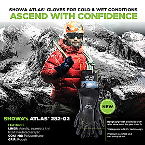 SHOWA 282-02 Waterproof Breathable Insulated Winter Snow Sports Glove with Extended Cuff, Large (1 Pair),Black