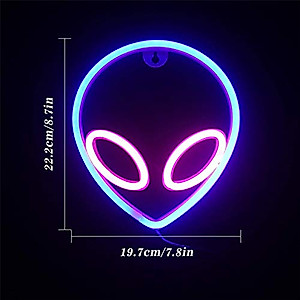 Alien Neon Signs, Led Alien Night Lights for Kid's Gift, Birthday Party, Christmas, Game Office Wall Art Decoration Sign Party Supply Gift-Blue and Pink