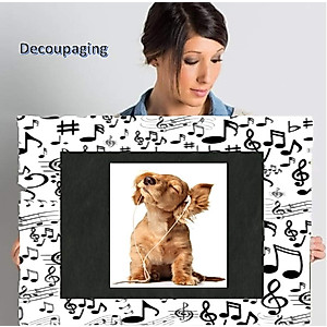 Tissue Paper Printed Designs and Matching Solid Tissue for Coordinating Gift Wrapping 24 Sheets 20" X 30" (Music Black)