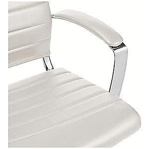 Amazon Basics High-Back Swivel Desk Chair, Ergonomic Ribbed Faux Leather Upholstery, Lumbar Support, Home Modern Style, Stunning White, 45.25" x 24.75" x 23.25"