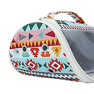 Wontee Small Pet Carrier Hamster Carrier Bag Portable Travel Carrier for Hamsters Mouse Baby Guinea Pig Hedgehog Sugar Glider Small Birds (M, Pink Ethnic)