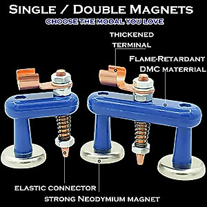 Magnetic Ground Clamp Welding Magnet - Welding Ground Clamp For Welder Copper Tail Ground Connector 500A, Double Magnet