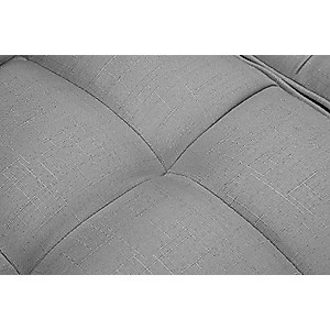 Lambgier Futon Sofa Bed, Mid-Century Modern Convertible Couch Loveseat Sleeper for Small Space (Light Grey)