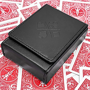 Luck Lab Single Deck Leather Playing Card Case/Holder - Black- Fits Poker and Bridge Size Cards