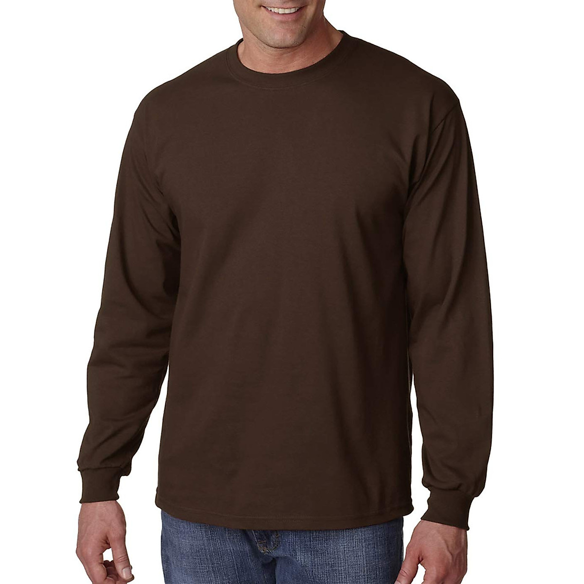Gildan 100% Cotton Long-Sleeve T-shirt (G2400) Tee X-Large Dark Chocolate