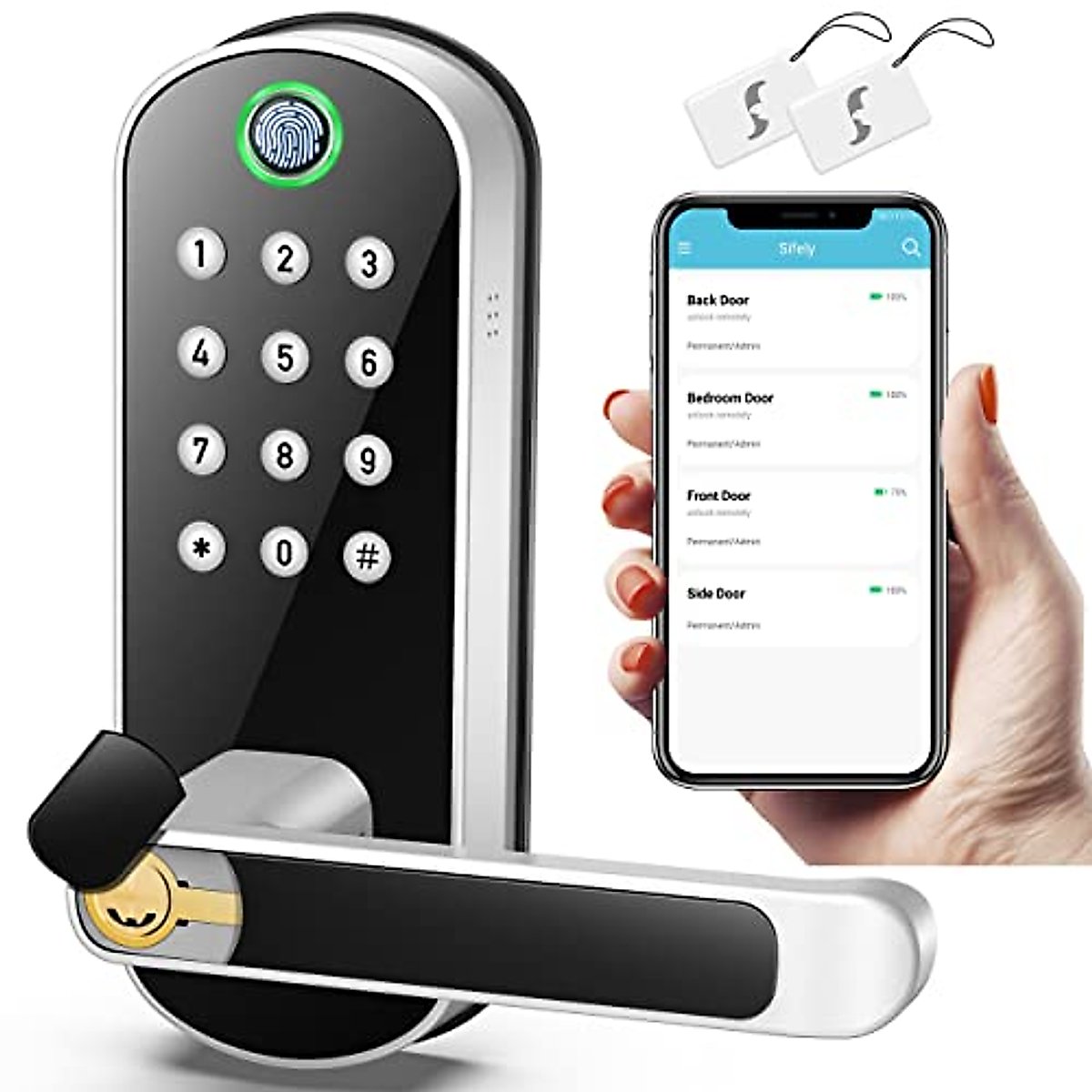 Sifely Keyless Entry Door Lock, Keypad Door Lock, Keyless Door Lock, Fingerprint Door Lock, Biometric Door Lock, Keypad Entry Door Lock, Passcode Code Door Lock, Digital Smart Door Lock (Smart Lock)