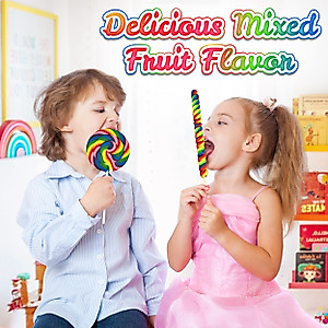 12 Jumbo Rainbow Swirl Lollipops Bundle, 6 Giant 4 Inch Swirl Suckers & 6 Twisty Pops 12 inch Height,Individually Wrapped Multi-Flavored Candy, Great for Summer At The Beach