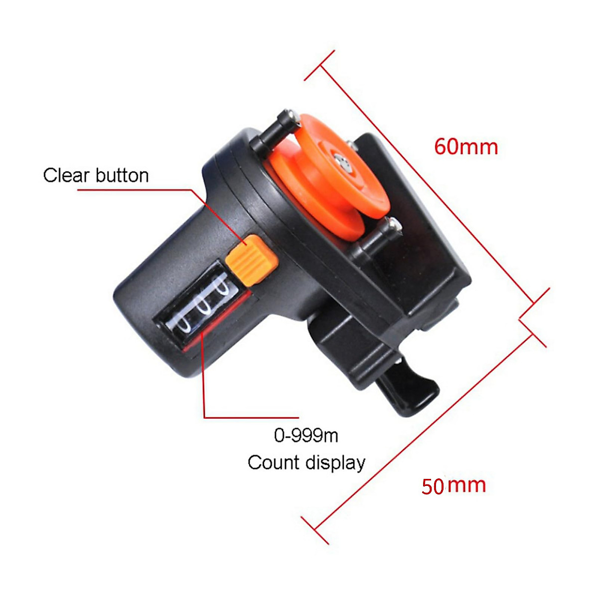Demeras Fishing Digital Line Counter, Fishing 999m Fishing Line Depth Finder Electronic Guide for Rod Clip on Fishing Counter Trolling Sea Reel Digital Display Rapala Line Counter