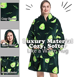 BROTOARD Wearable Blanket Hoodie Oversized Sweatshirt for Adult Women and Girl with Sleeves and Pocket, One Size, Green