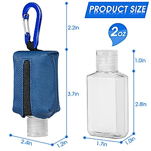 Jollsung Hand Sanitizer Bottle Case Holder, 4Pack Travel Size Empty Bottle Refillable Containers for Soap, Lotion, and Liquids, 60 ML/2oz Flip Cap Reusable Bottles with Carabiner Carriers