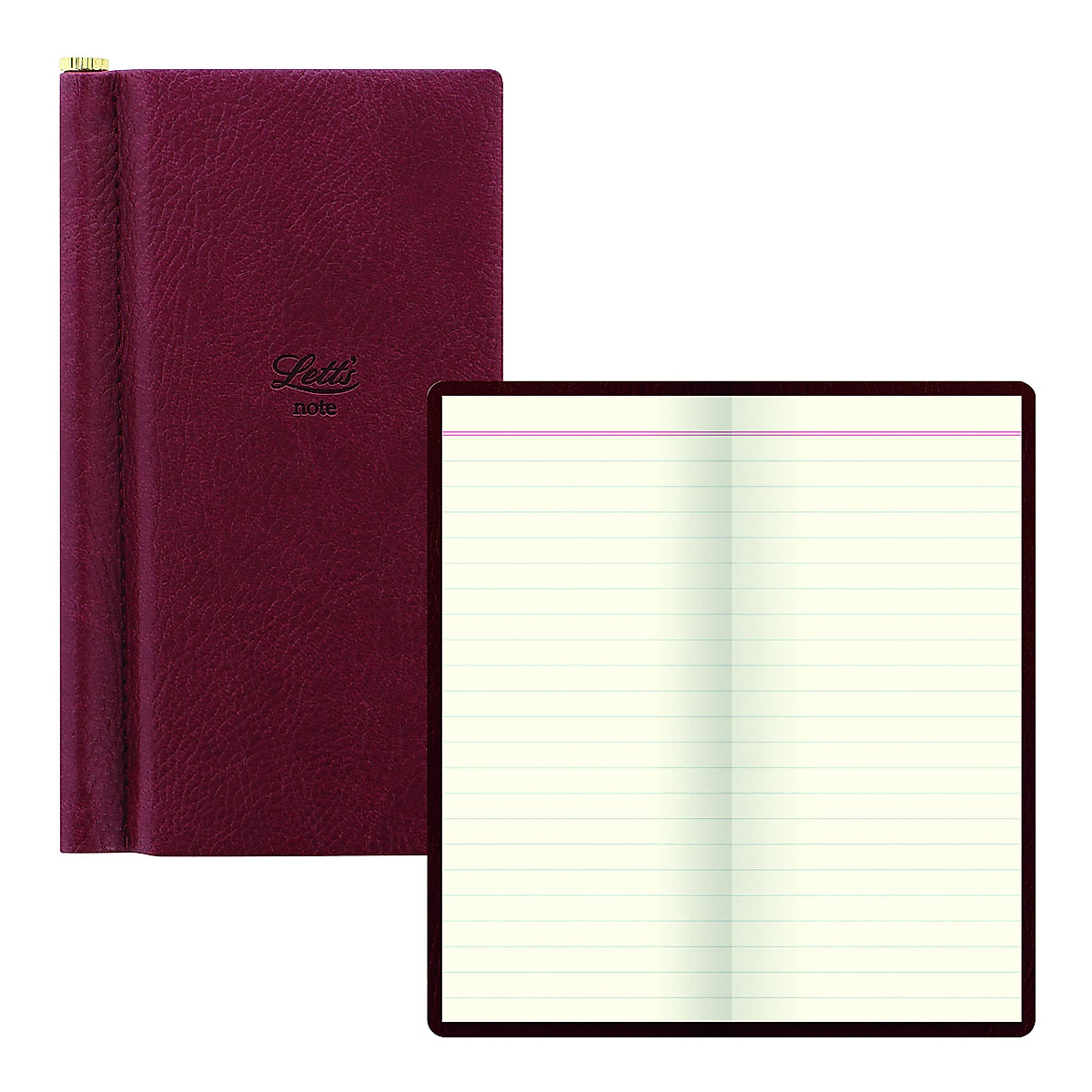 Letts Note Origins Collection Slim Pocket Size Notebook with Gold Pen, Ruled, 240 Pages, Cream Paper, 5.75" x 2.75", Chocolate (B090013)