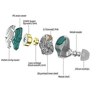 KZ ZES electrostatic Dynamic Hybrid Technology 3.5 mm Earphones Wired Earphones with Microphone IEM bass Earbuds in Ear Headset zes kz IEM (with mic)