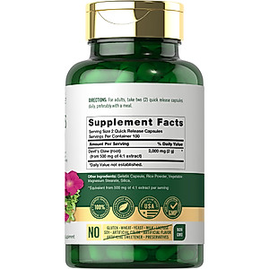 Carlyle Devils Claw 2000 mg | 200 Capsules | Concentrated Root Extract | Devils Claw Herbal Supplement | Non-GMO, Gluten Free Supplement