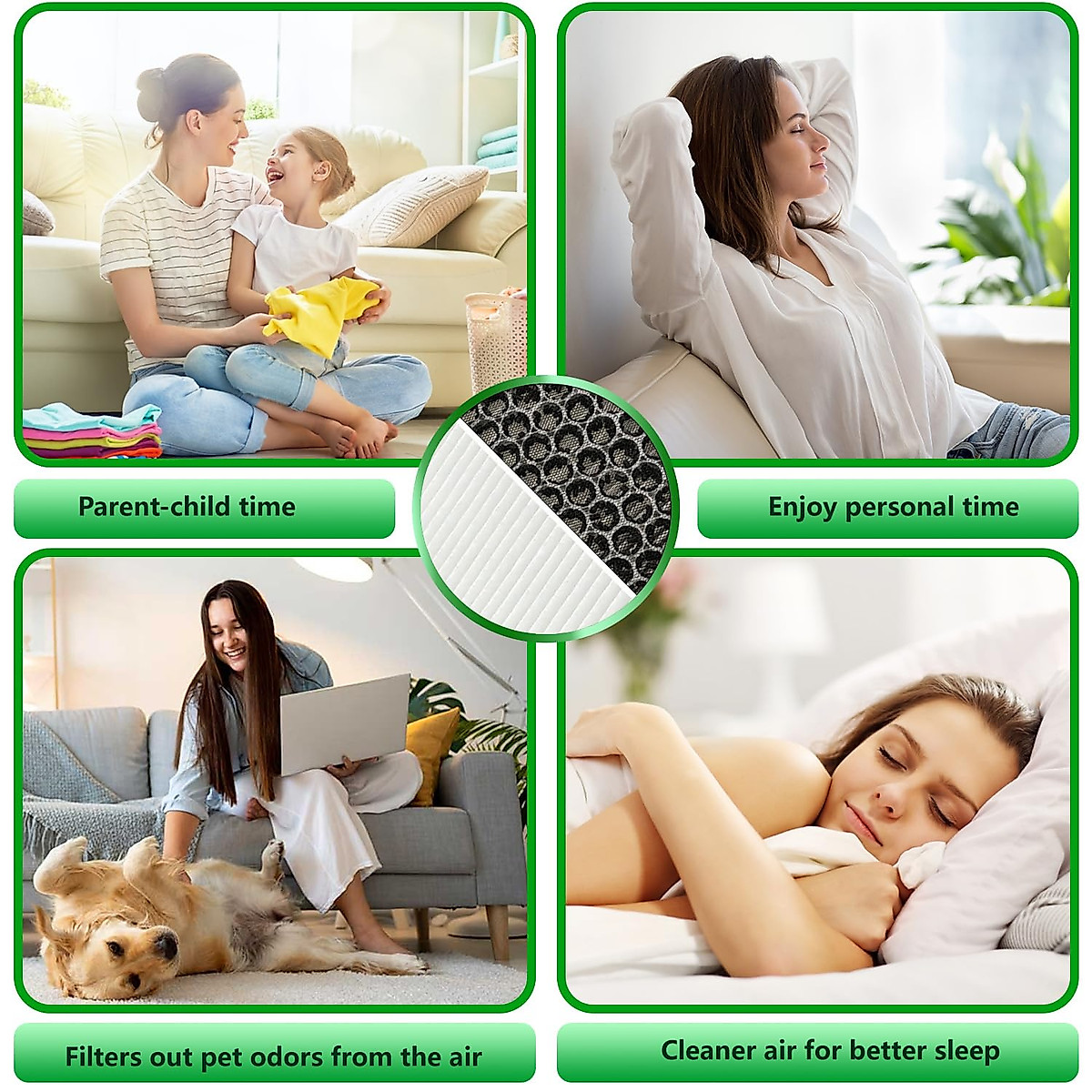 Slirceods (2-Pack) AP001 True HEPA Filter Replacement, Compatible with TaoTronics TT-AP001 and VAVA VA-EE014 Air Purifier, H13 True HEPA Filter & Activated Carbon Filter