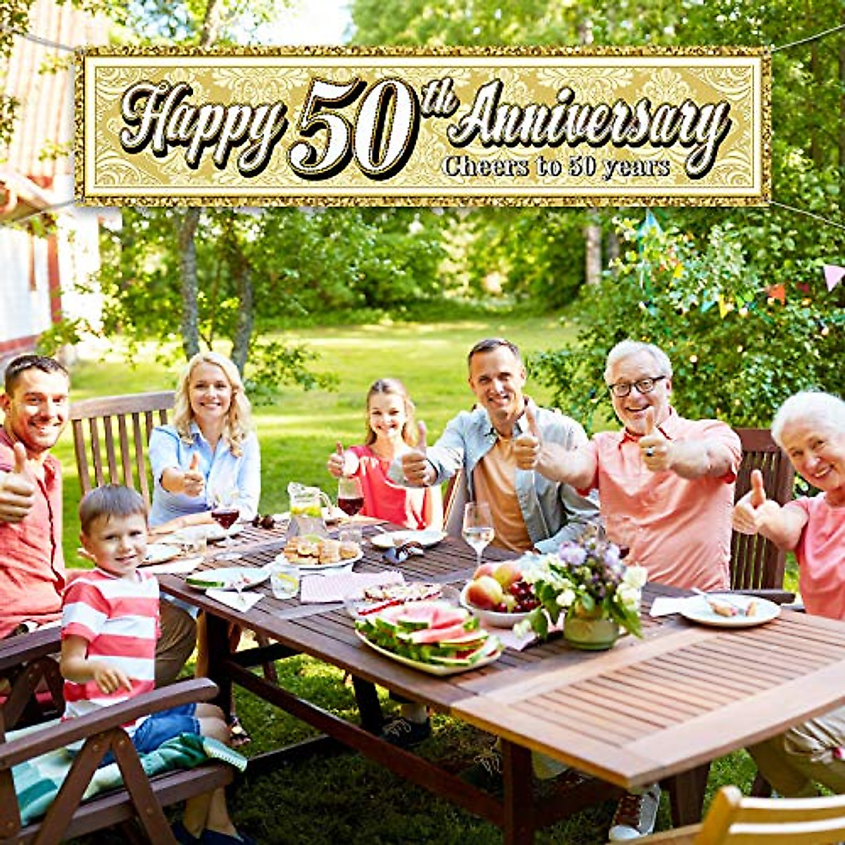 Happy 50th Anniversary Banner Cheers to 50 Years Party Decorations Anniversary Sign Banner for 50th Anniversary Birthday Party Wedding Anniversary Big Event Party Supplies