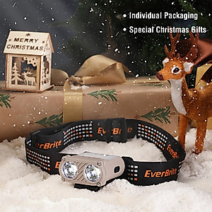 EverBrite Hat Lights Clip On Rechargeable Headlamp with Motion Sensor, 3 Models LED 180° Adjustable Head Lamp to Wear and Clip for Hard Hats, Outdoor Headlight with Red Light for Running, Camping