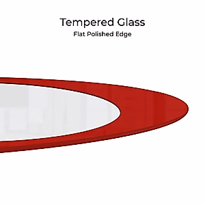 Fab Glass and Mirror Stylish Oval Shape Coffee Table, Red
