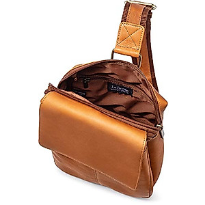 Le Donne Leather Arcity Unisex Sling Pack With Adjustable Strap, 7” x 10” x 4” (Tan)