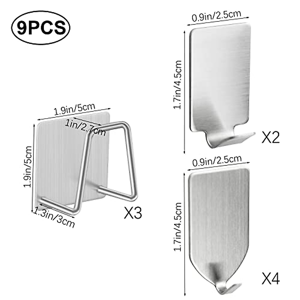 TWUTGAYW 3 Pc Adhesive Sponge Holder with 6 Pc Wall Hooks, Stainless Steel Sponge Hooks for Kitchen Sink, Rustproof Waterproof Sink Sponge Holder for Kitchen/Bath Hanging Towel Key Razor Hat Bag