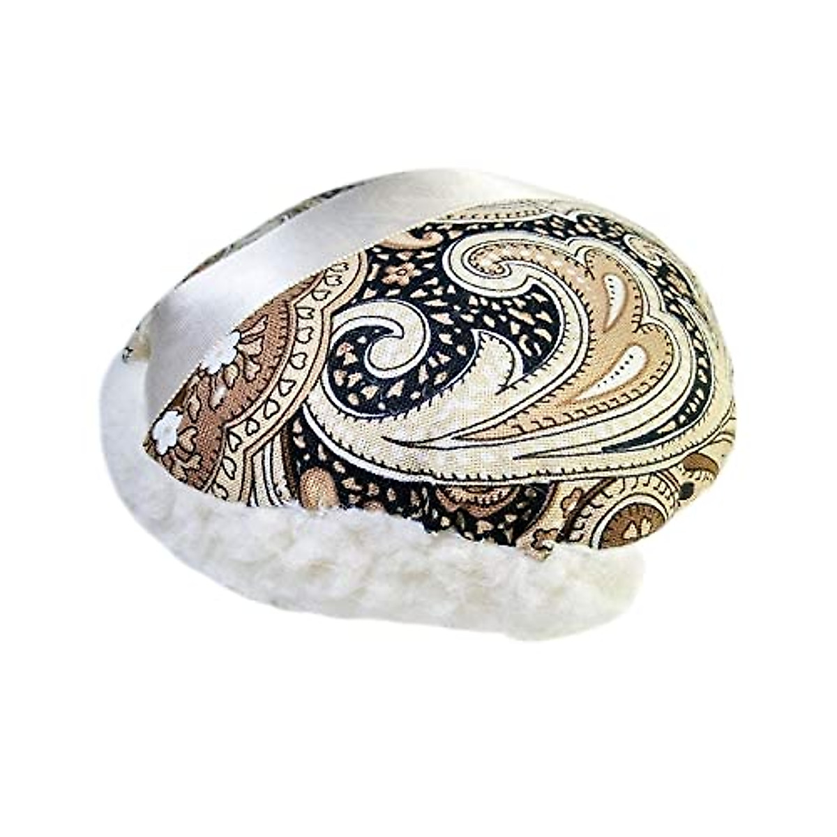 Brown Paisley Print Fluffy Fleece Powder Puff for Dusting Powder - Large