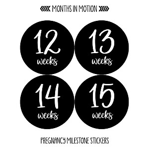 Months In Motion Pregnancy Weekly Belly Growth Stickers - Week to Week Pregnant Expecting Photo Prop - Maternity Keepsake - Baby Bump - Large Set of 36 Weekly Photo Sticker